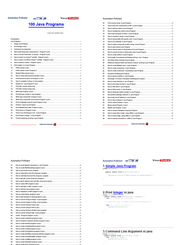 ?100 Java Programs ? by Sandeep Tiwari | PDF