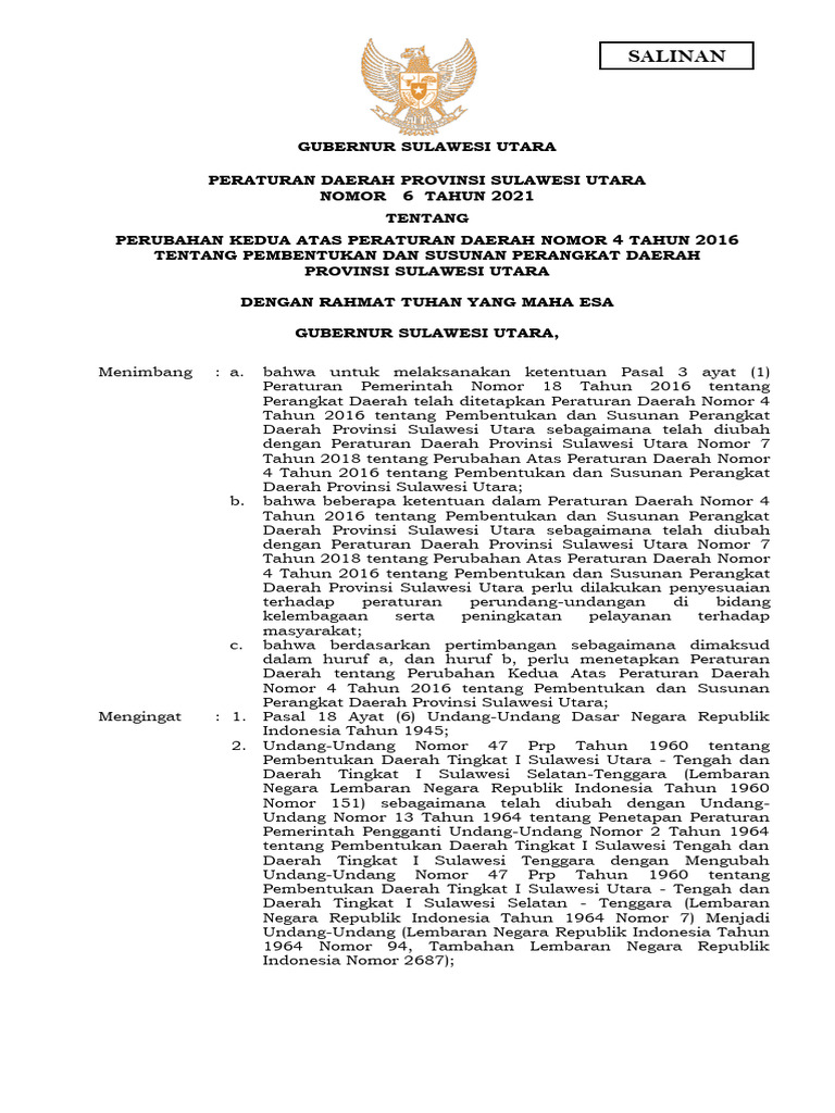Perda No. 6 Tahun 2021 | PDF