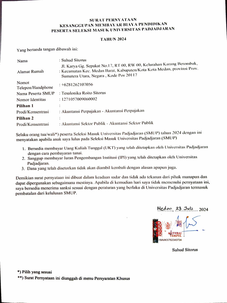 Surat Perny Unpad Vok | PDF