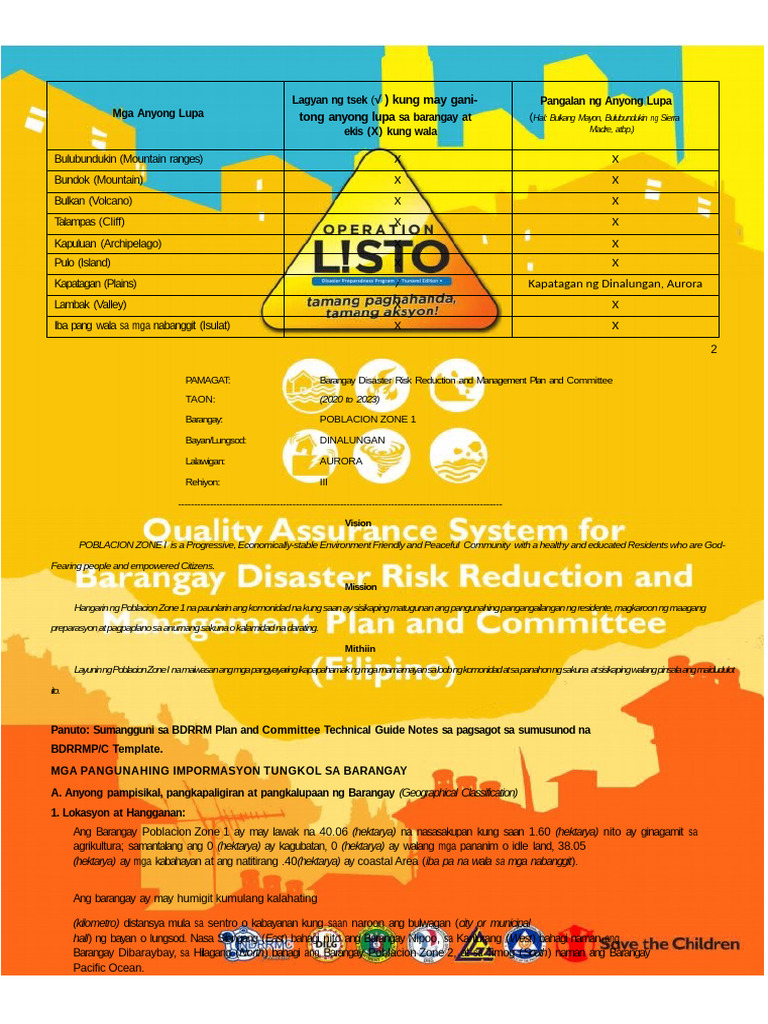BDRRM Plan 2022 Template | PDF