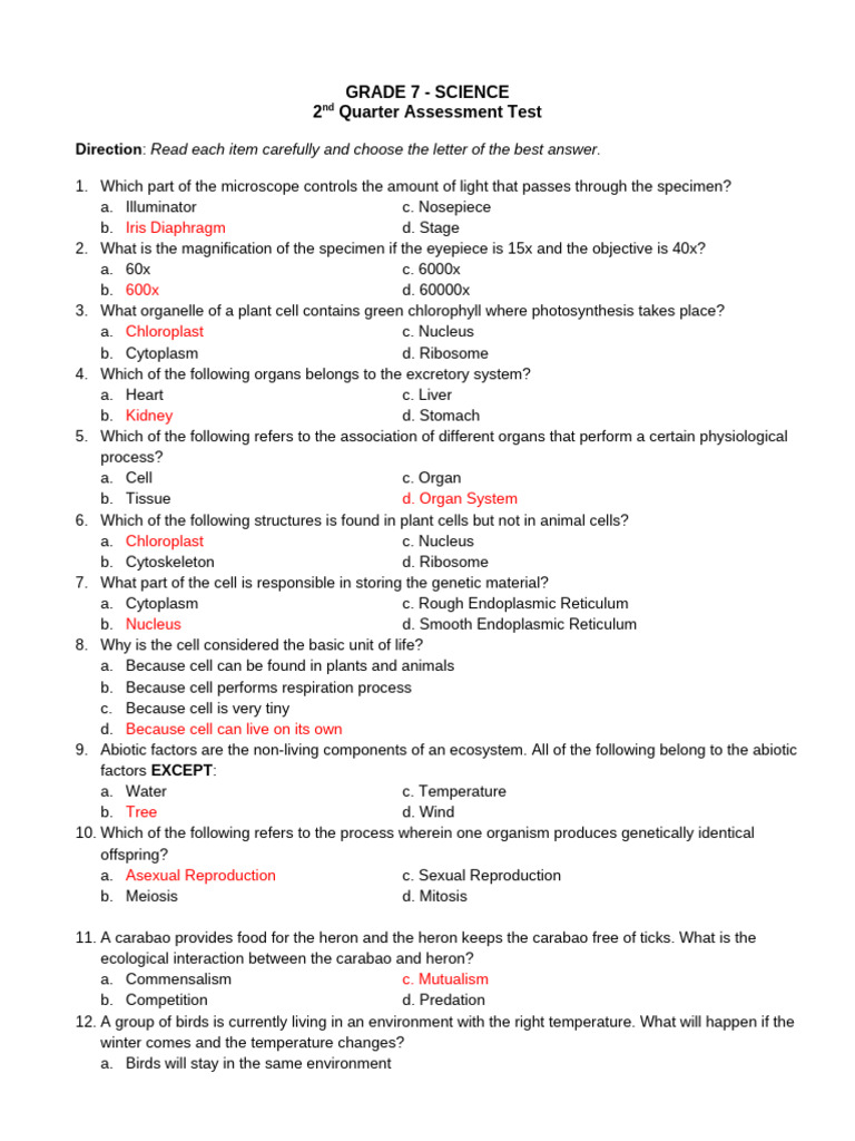 GRADE 7-Q2-Quarterly-Assessment-Questionnaire | PDF