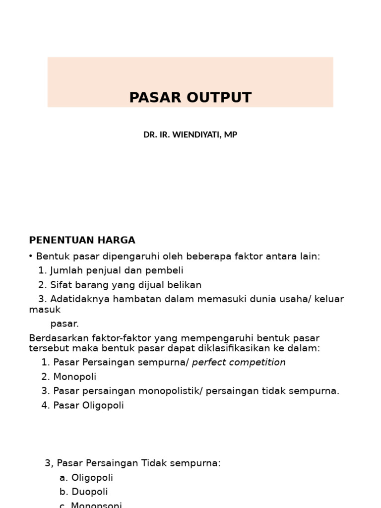 Pasar Output | PDF