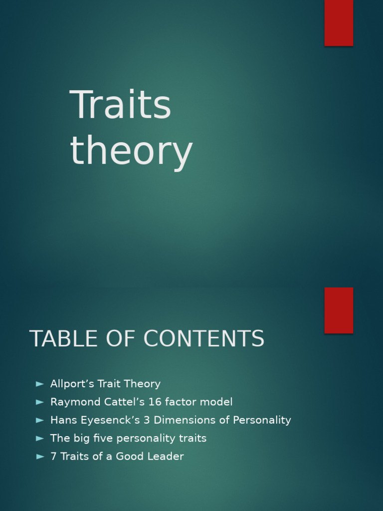 Traits Theory Tan 1 | PDF
