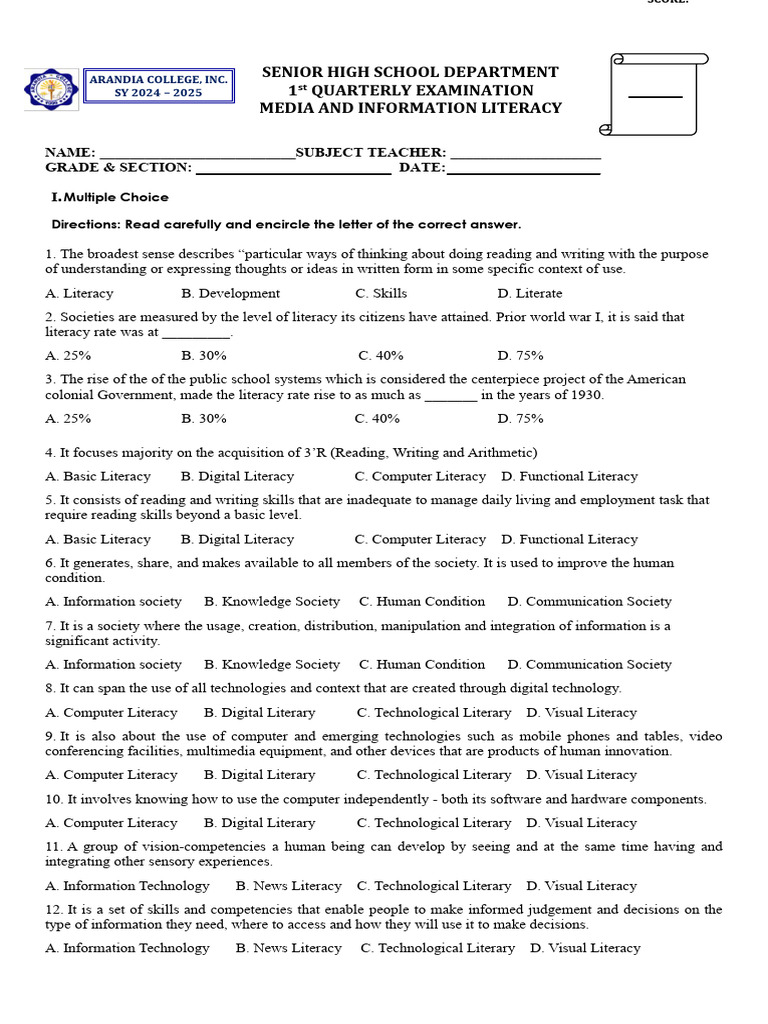 Grade 12 Exam | PDF