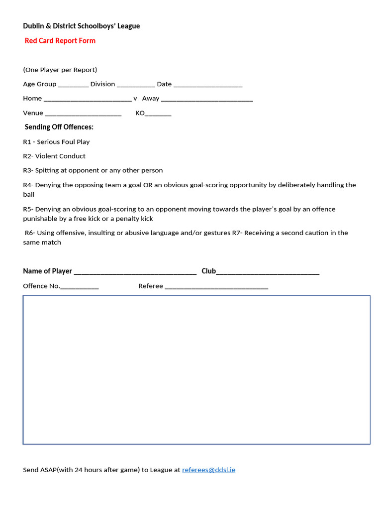 DDSL Red Card Report | PDF