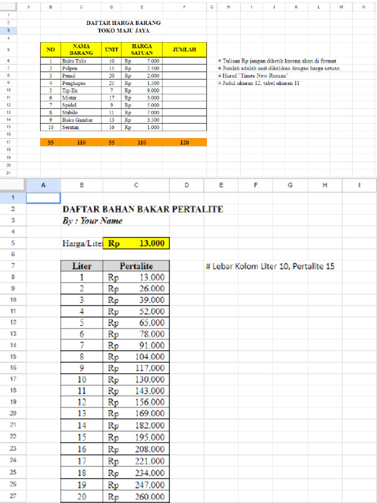 Tugas 1 SpreadSheet | PDF