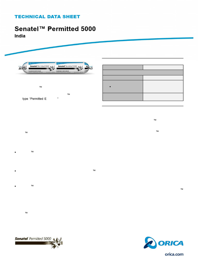 Senatel™ Permitted 5000 Explosive Data | PDF