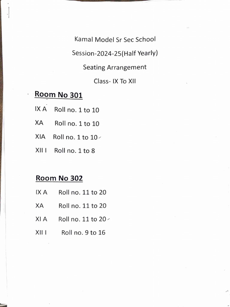 Seating Arrangement 9 To 12 | PDF