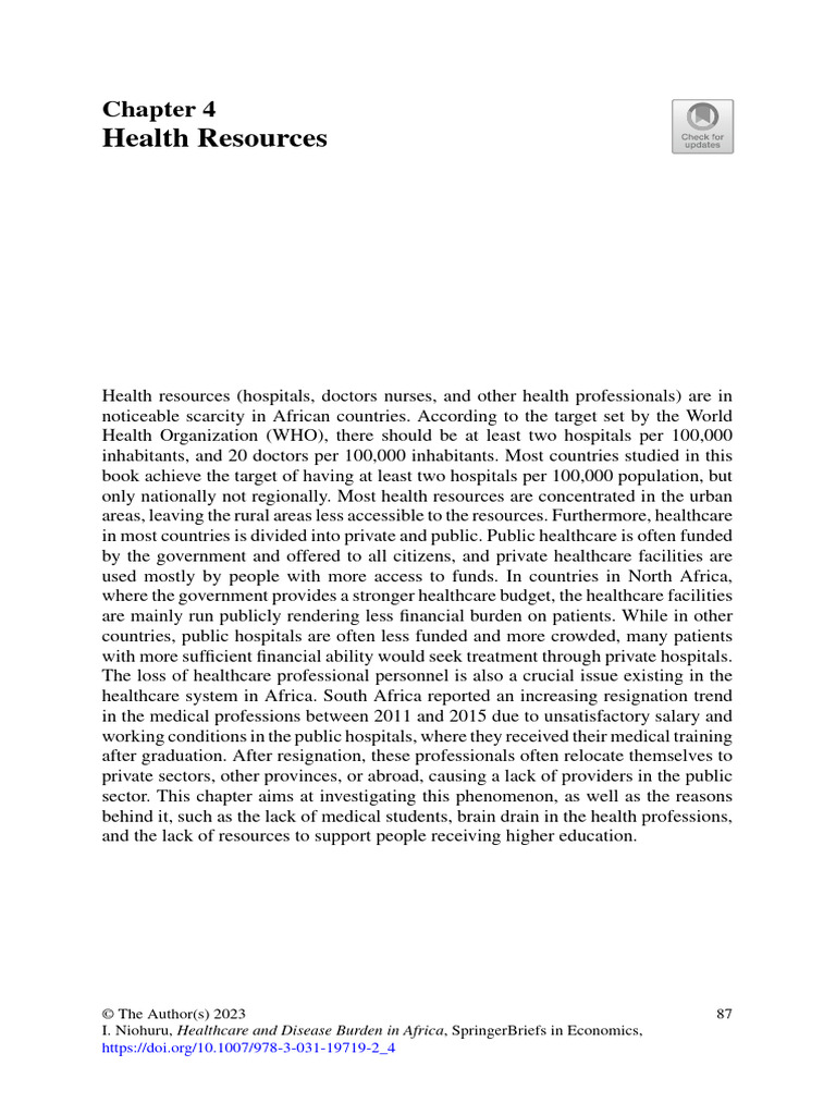 Health Resources: Healthcare and Disease Burden in Africa | PDF