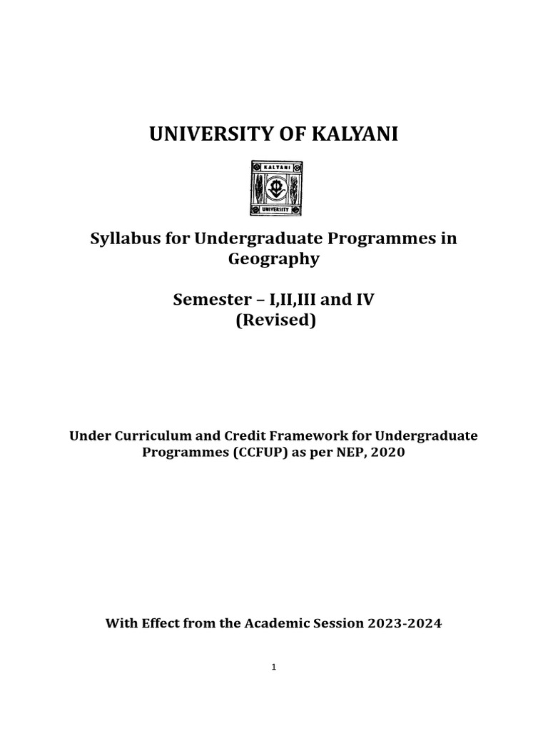 Kalyani-University Geography UG Syllabus NEP 2020 Revised Sem I II III ...