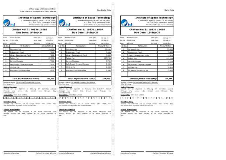 Fee Challan 11696 21 PDF | PDF