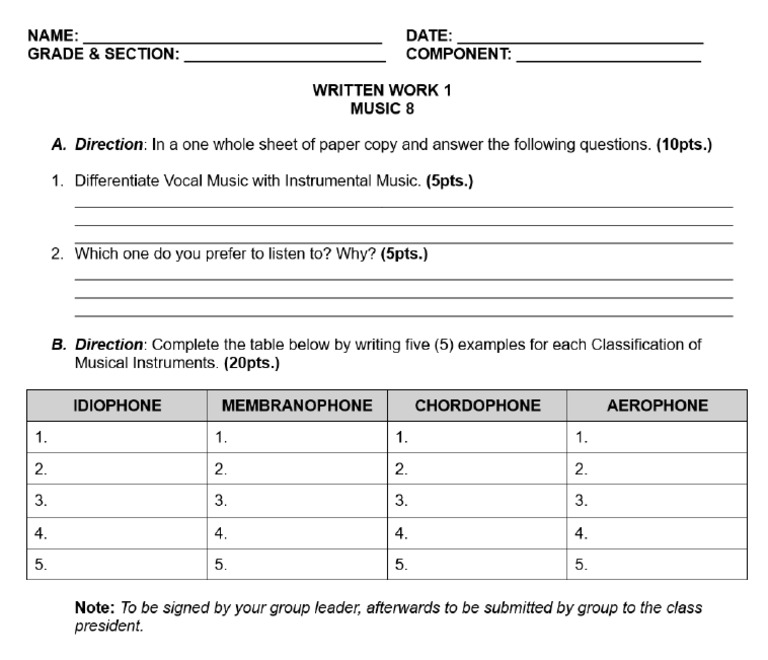 MAPEH Worksheet | PDF