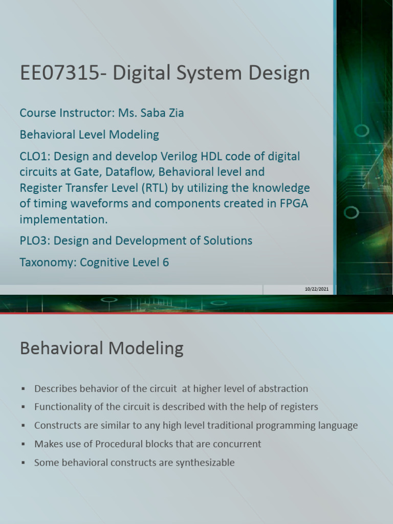 L04 Behavioral Modeling | PDF