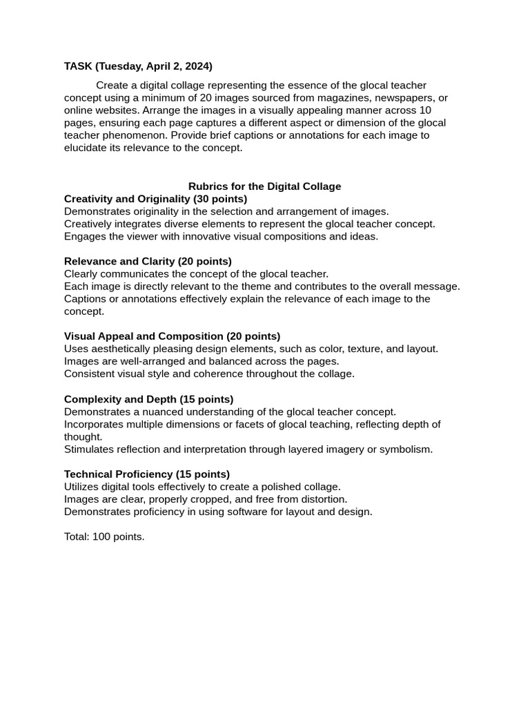 Tasks and Rubrics | PDF