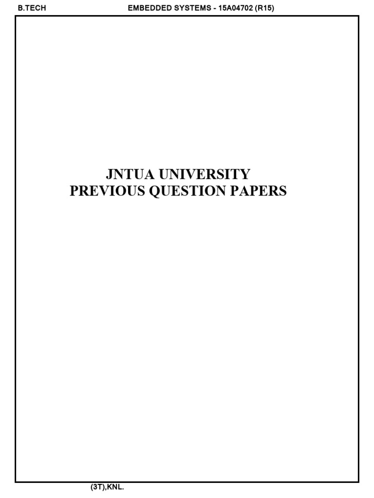 Emebdded Systems Previous Question Papers | PDF | Microcontroller | Embedded System