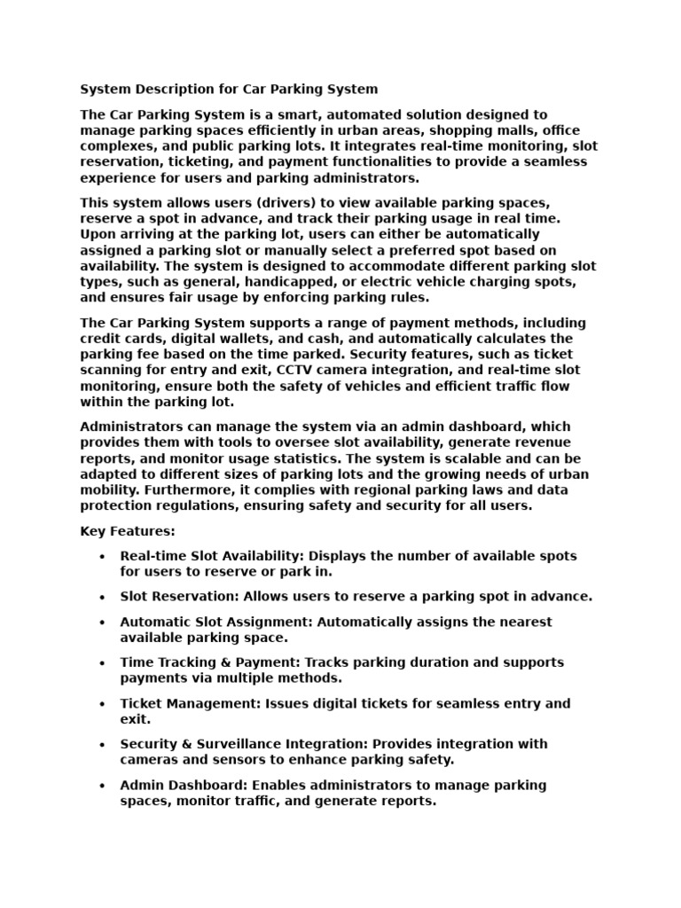 Car Parking System | PDF