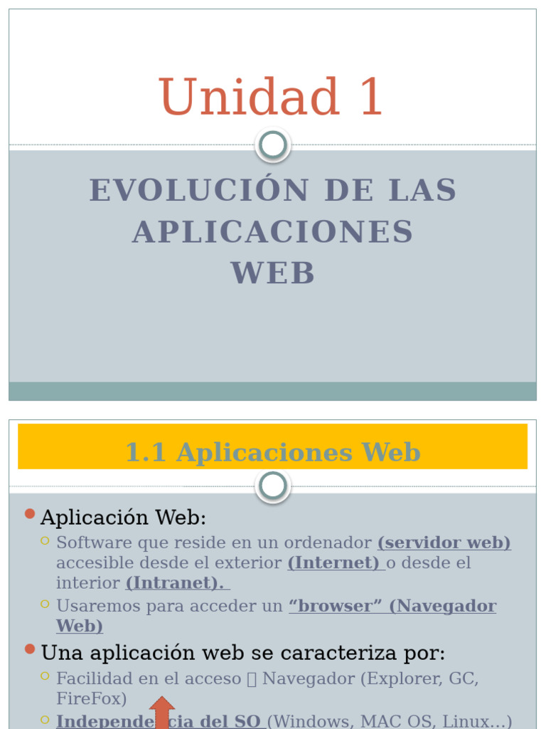 Unidad 1. Evolución de Las Aplicaciones Web | PDF