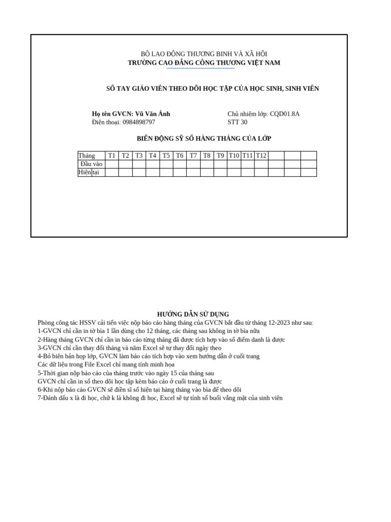 2.Sổ Tay GVCN 2024 (Trong Tuần) | PDF