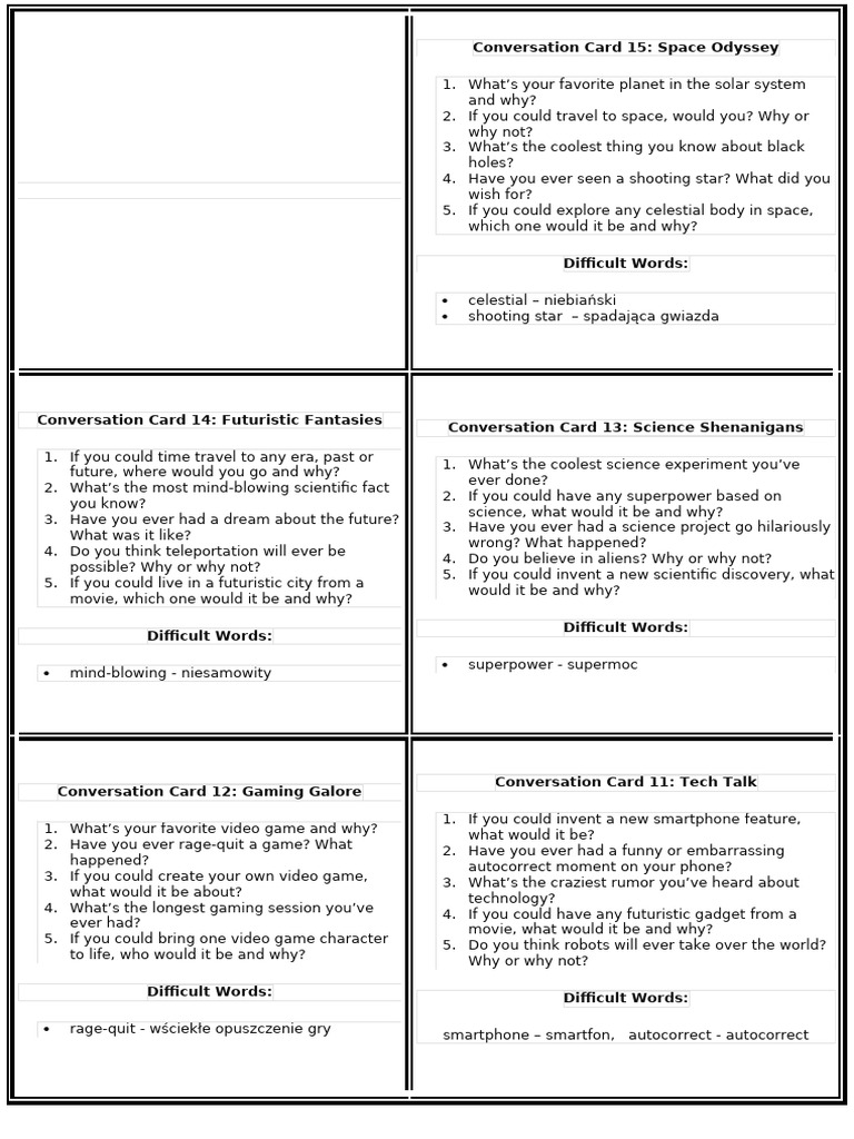 Conversation Card 15 | PDF | Young Adult