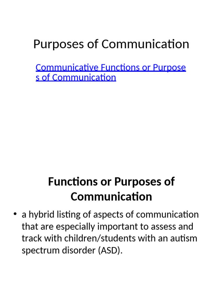 Purposes of Communication | PDF