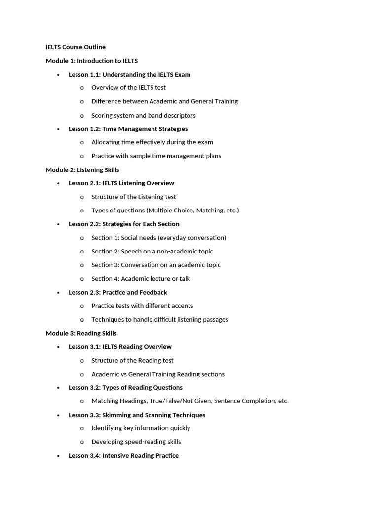 IELTS Course Outline | PDF