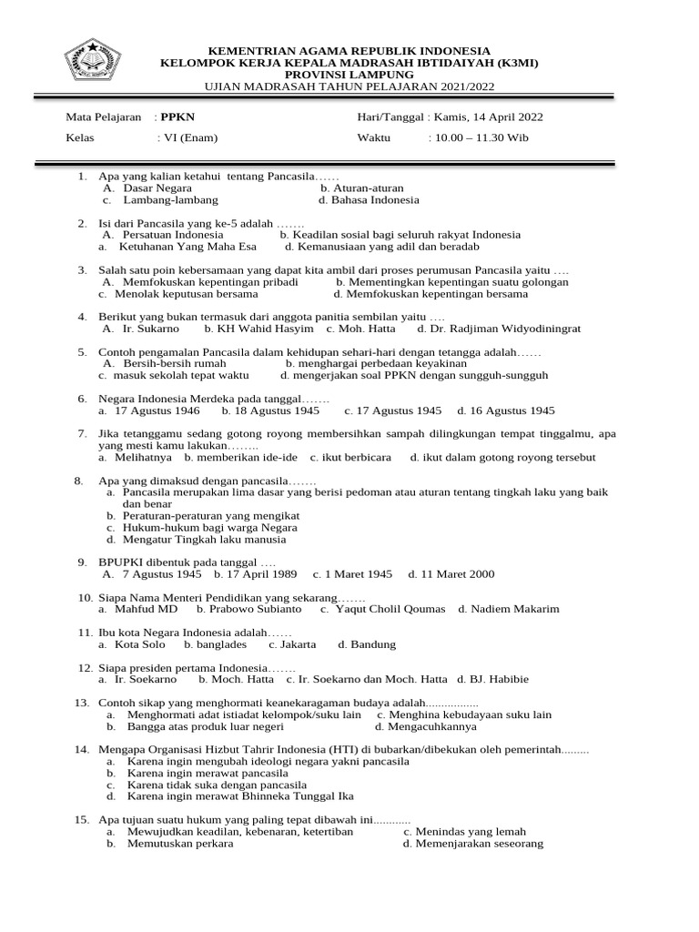 Soal Um PKN Fix | PDF