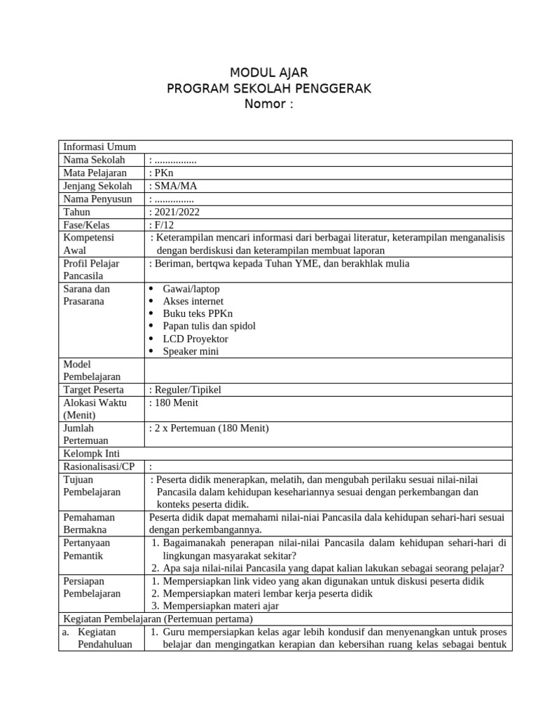 Modul Ajar - Ma | PDF