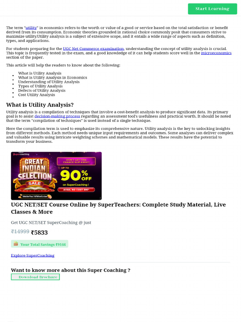 Utility Analysis Meaning, Types, Understanding For UGC NET Notes | PDF