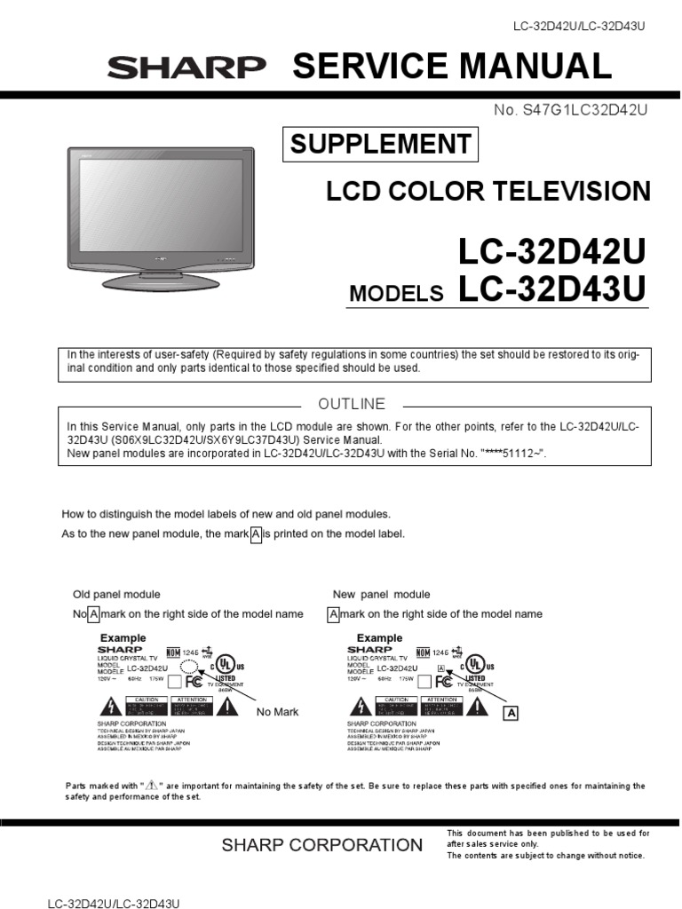 Sharp U Lc-32d43u LCD TV Supplemental Manual | PDF | Television ...