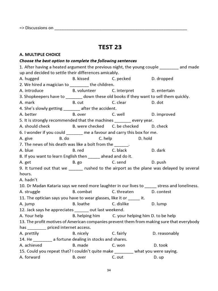 Advanced Grammar - Vocabulary Practice Tests 2-Trang-5 | PDF
