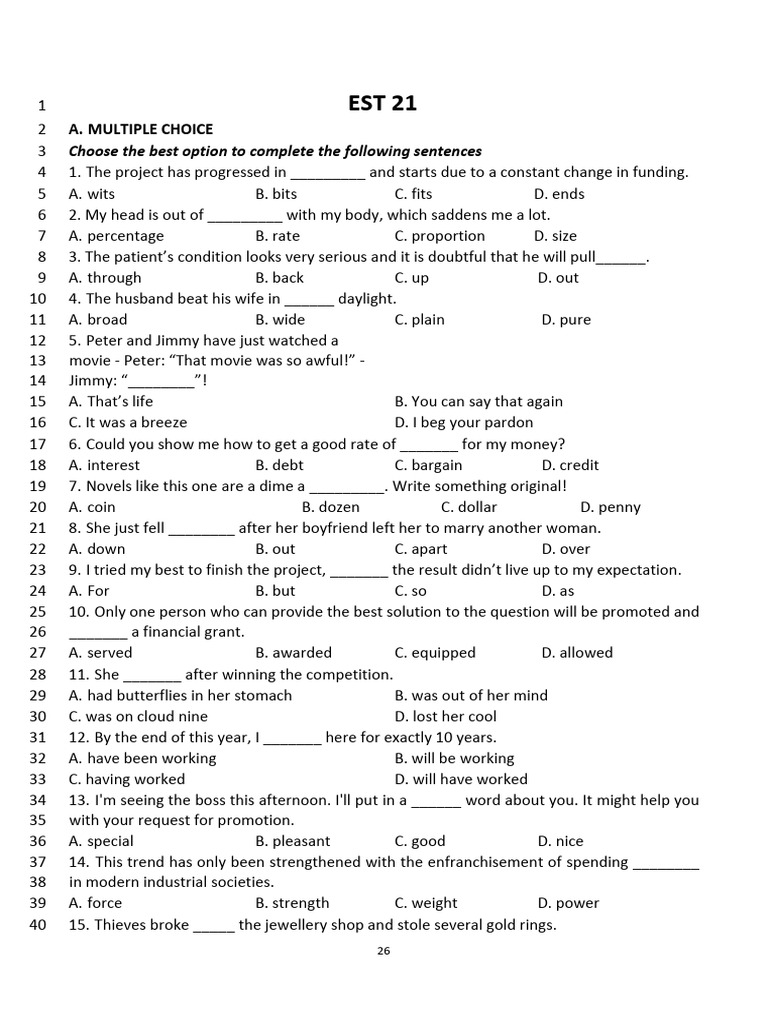 Advanced Grammar - Vocabulary Practice Tests 2-Trang-4 | PDF