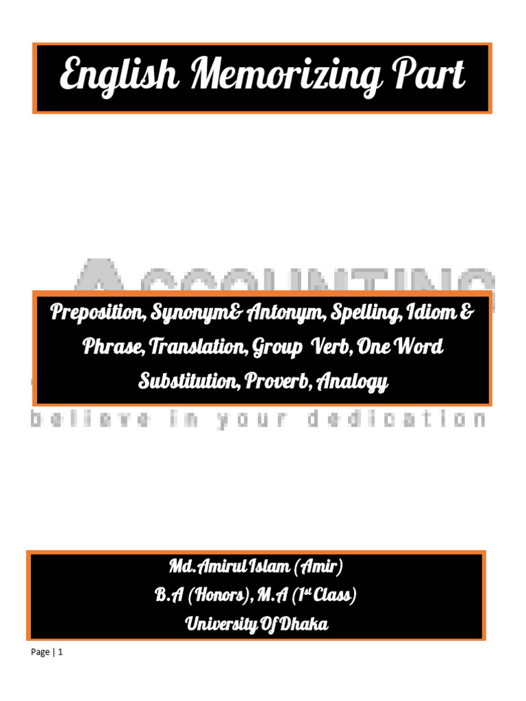 English Memorizing Part | PDF