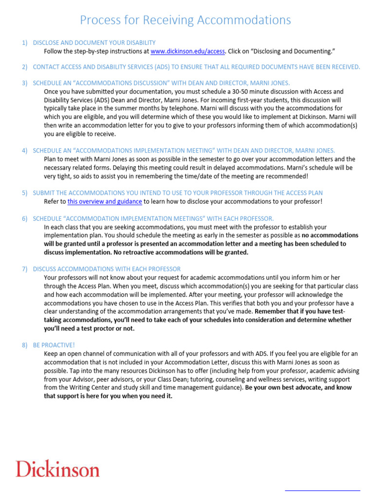 Disability Process For Receiving Accommodation | PDF