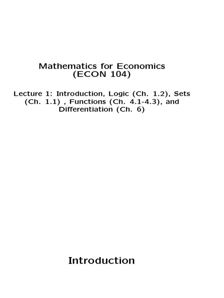 Lecture 1 For Math For Econ Fall2021 | PDF