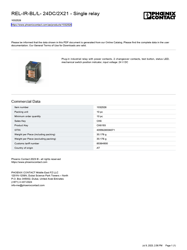 Relay Phoenix-Contact-1032526-En | PDF