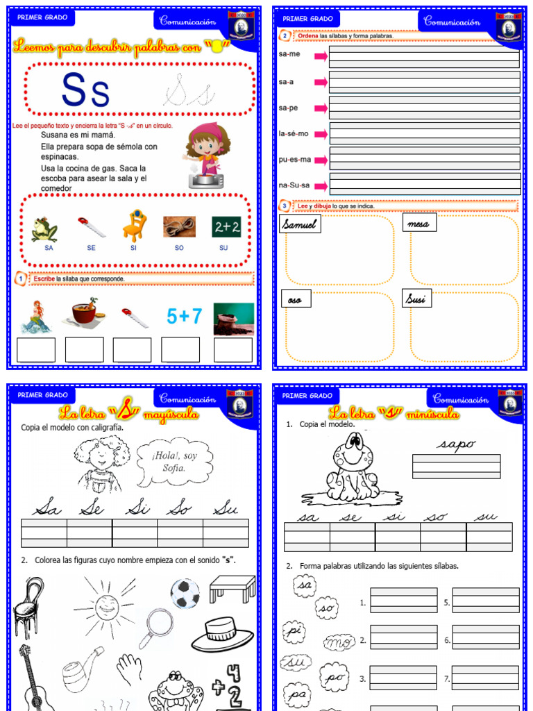 Ficha - Comunicación - Letra S - 1° | PDF