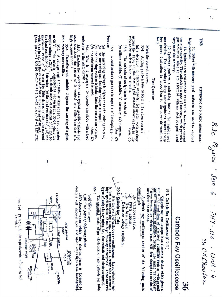 PHY-310 - Unit 4 - Ch. 2 - CRO | PDF