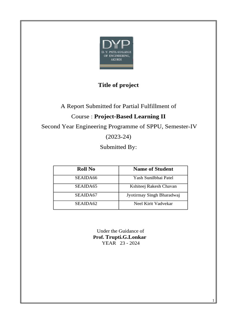 PBL - II-Report - Format Fo Rreference | PDF