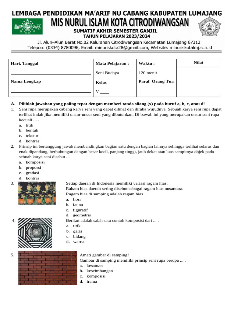 Naskah Sas Ganjil Seni Budaya | PDF