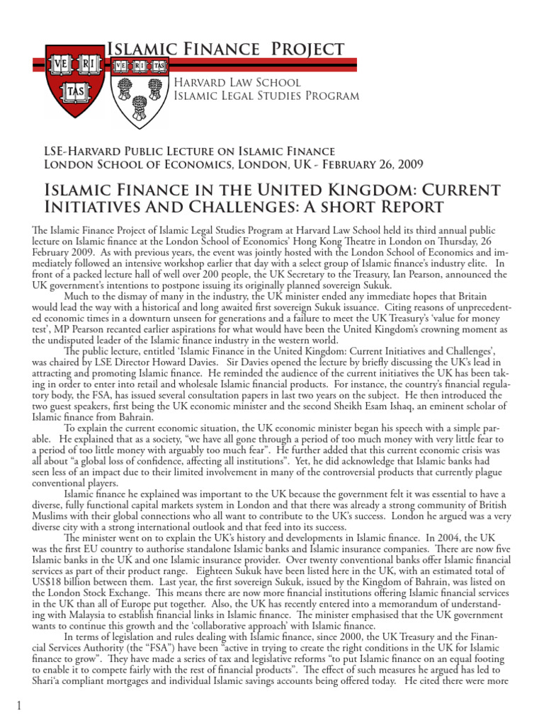 Islamic Finance in The United Kingdom Current Initiatives and ...