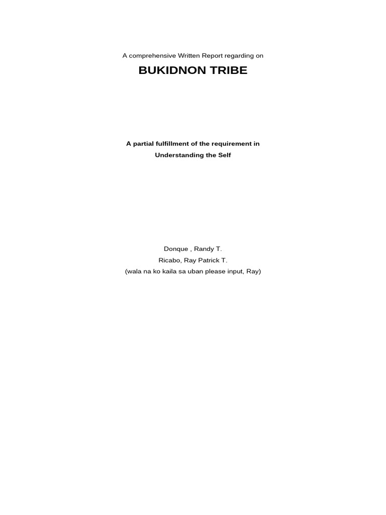The Bukidnon Tribe Legacy | PDF