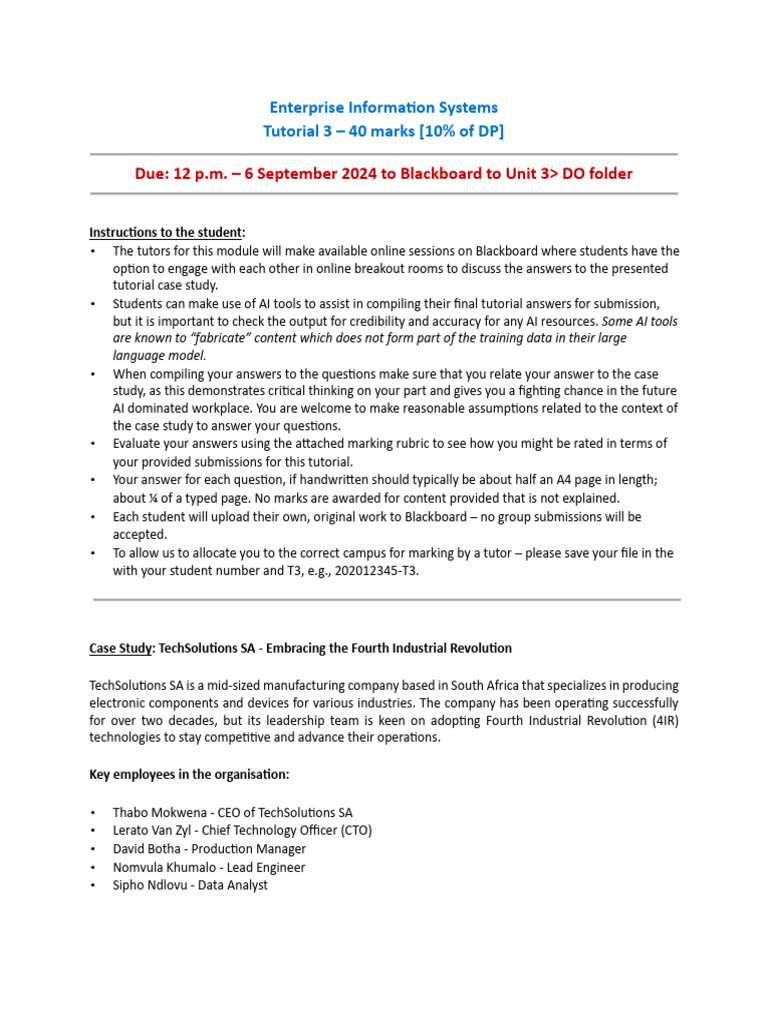 2024 - EIS Tutorial 2 - 4IR - Student | PDF