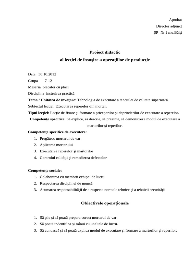 Proect Didactic | PDF