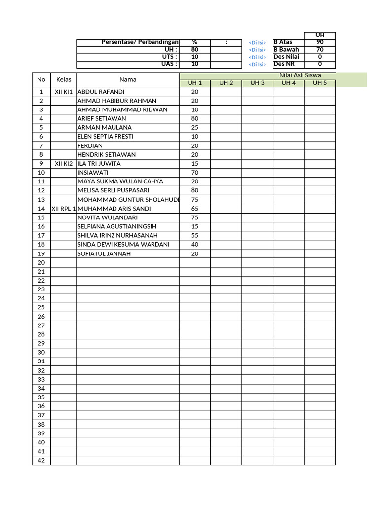 Konversi Sesuai E-Raport SMK MTs | PDF