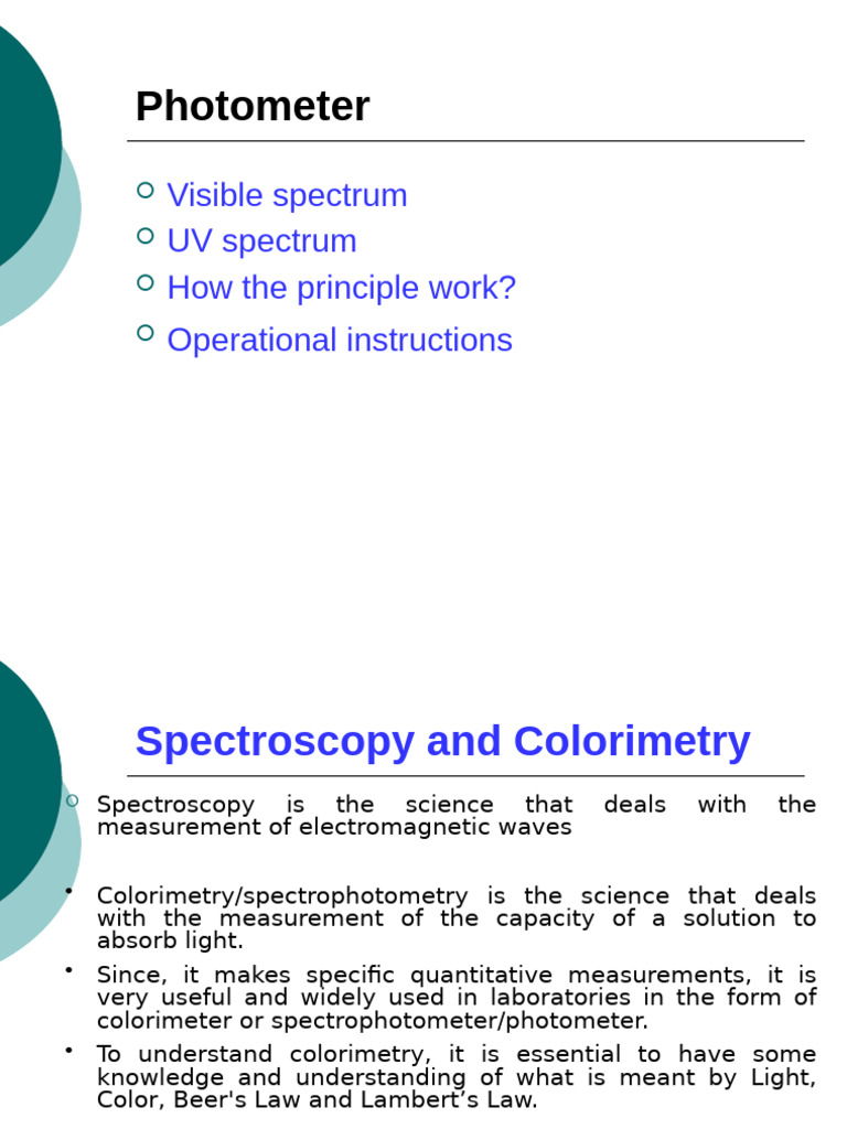 Spectrophotometer - PPTX Version 1 | PDF