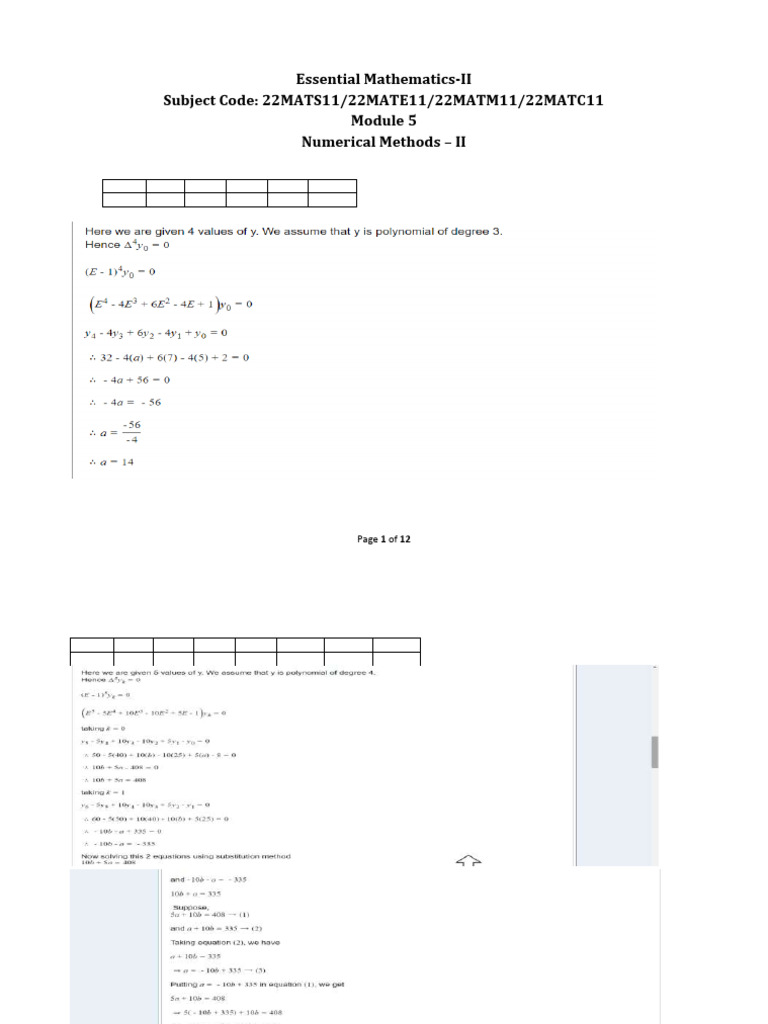 Solutios-Q 1 t0 5-Module 5-Numerical Methods-II | PDF