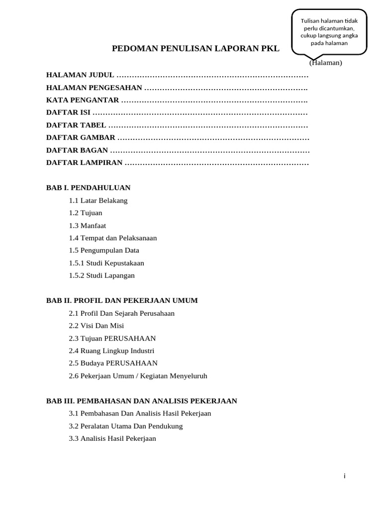 Pedoman Penulisan Laporan PKL TP 2023 | PDF