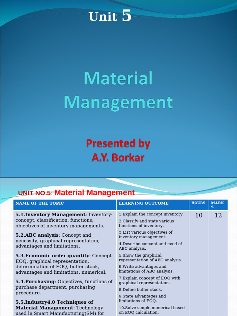 IOM - Unit5 - Lecture 2 & 3 | PDF