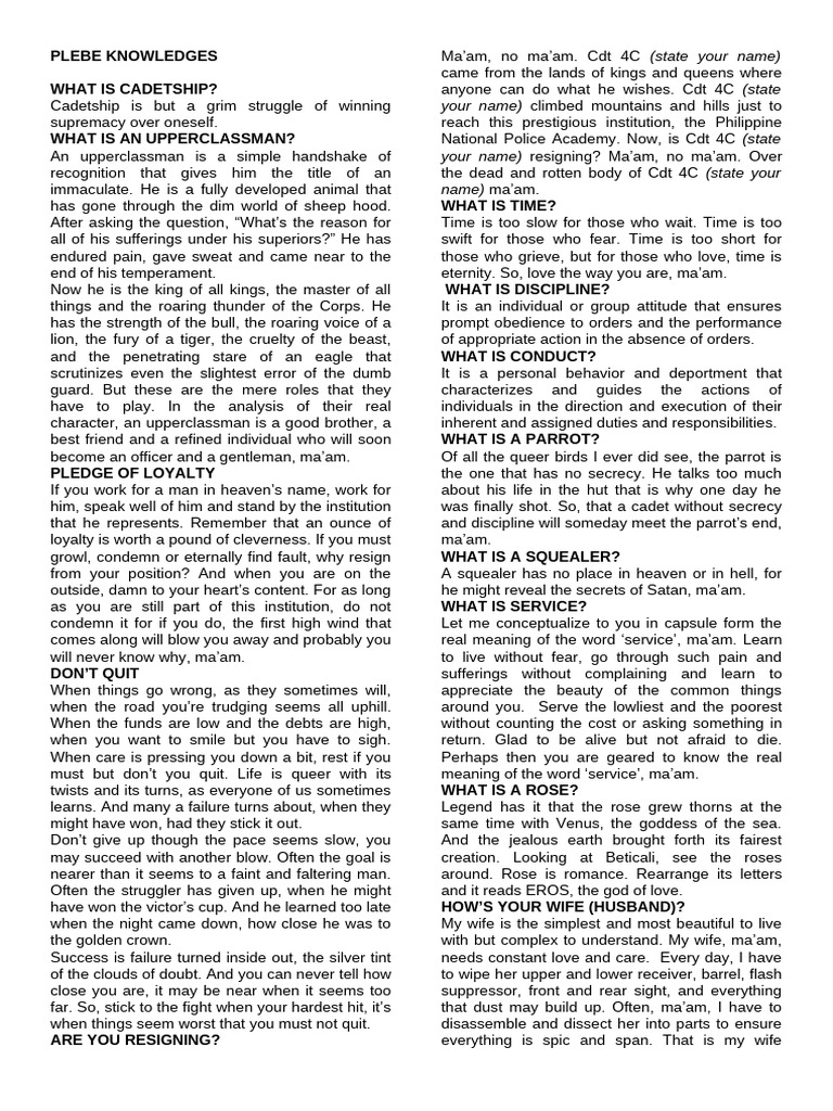 Plebe Knowledges | PDF