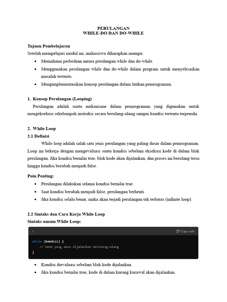 Perulangan While Do-While | PDF